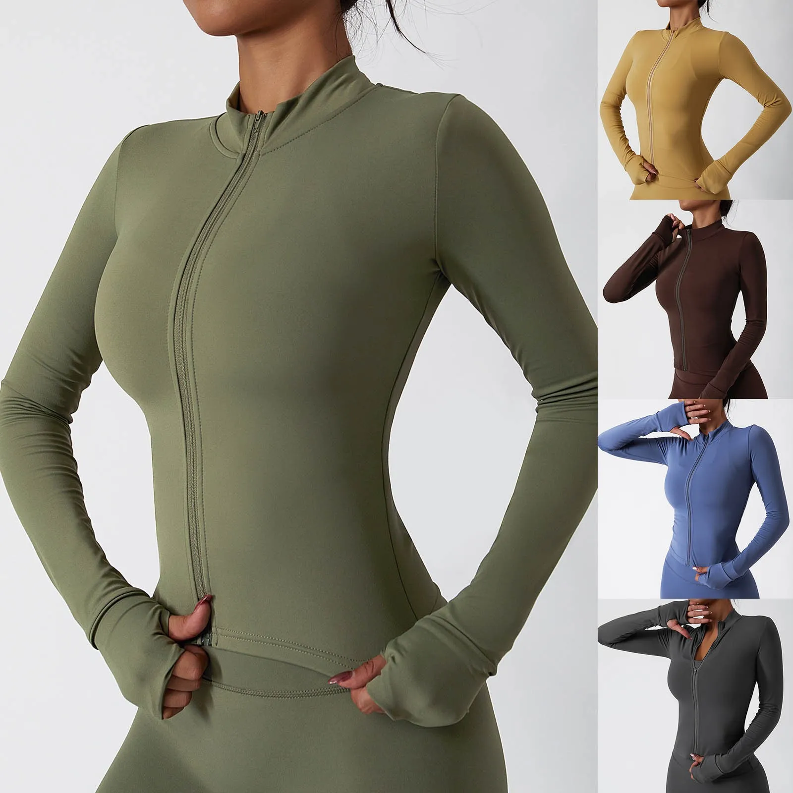 Women-S-Tops-Full-Zipper-Light-Sportswear-With-Thumb-Opening-Walking ...