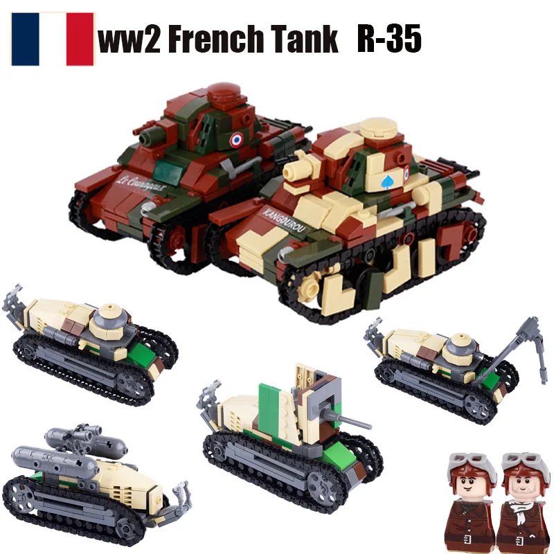 MOC-WW2-French-Military-R-35-Tank-Building-Blocks-Army-Solider-Figures ...