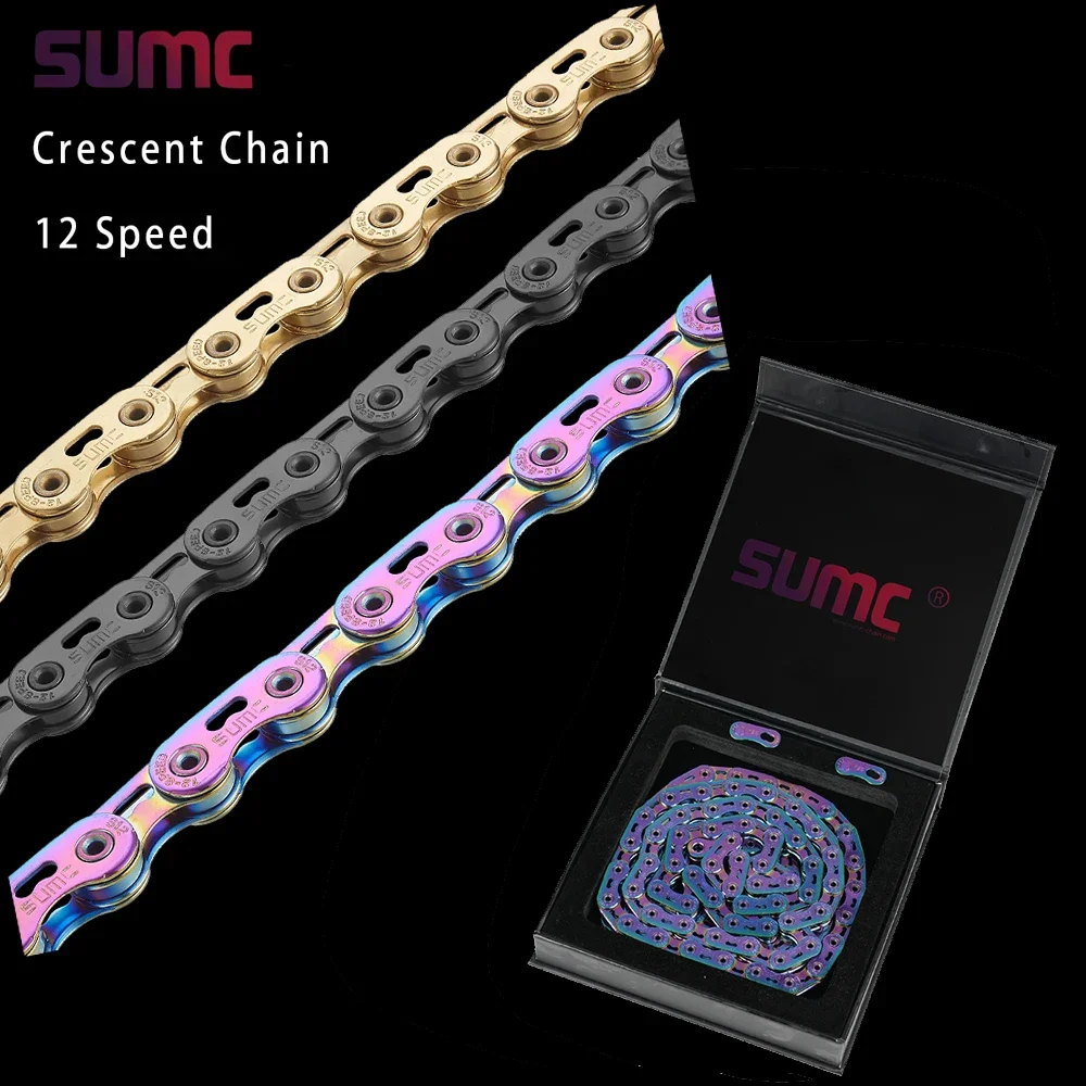 SUMC Bicycles 12-Speed Hollow Crescent Premium Bike Chain for SRAM ...