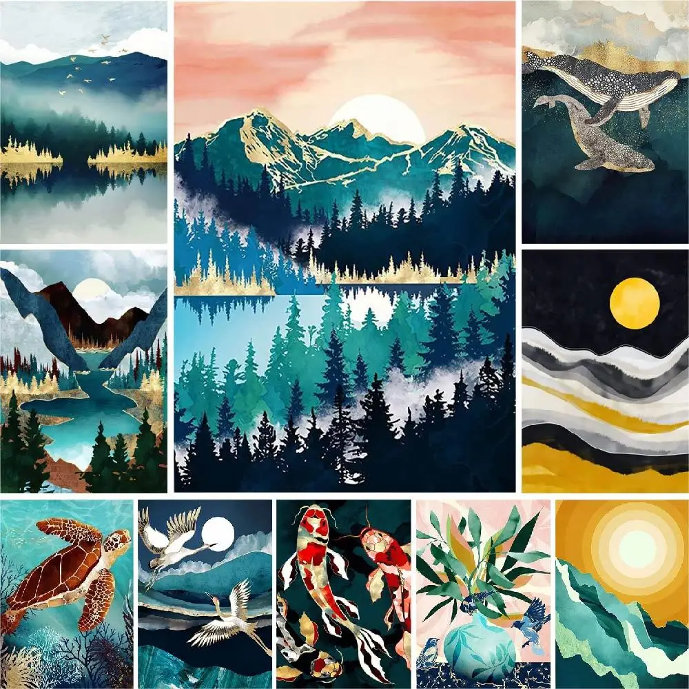 Abstract-Luxury-Painting-Landscape-Modular-Picture-For-Coloring-By ...