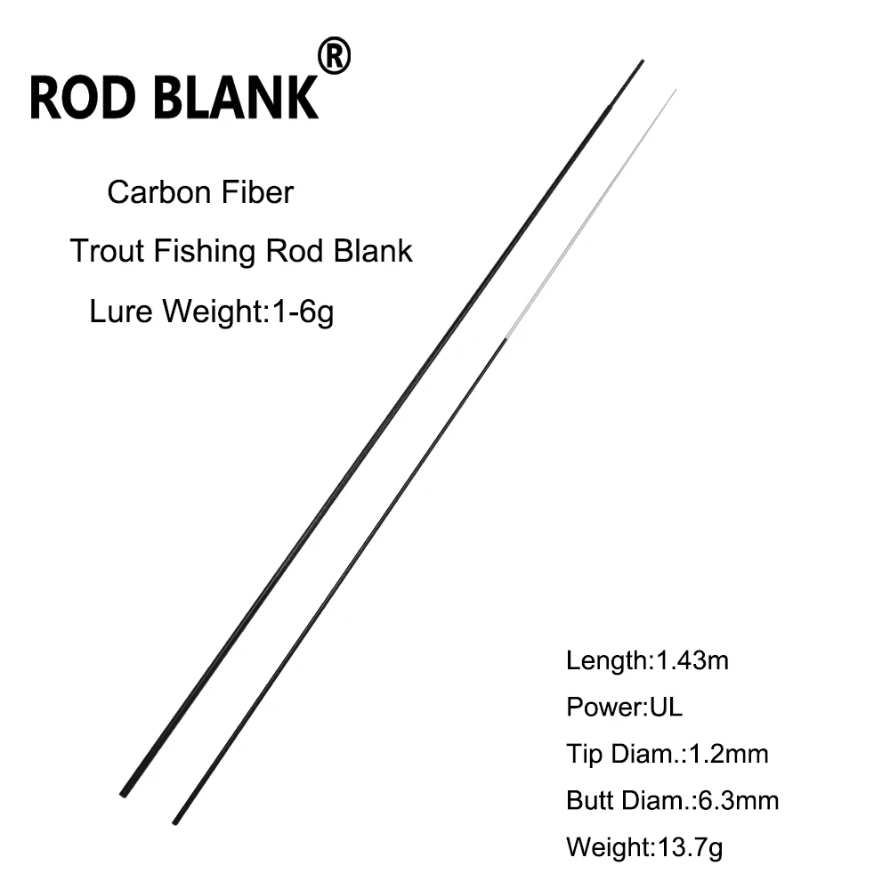 Rod Blank1.43M 2 Sections Carbon Fiber Rod Blank Power UL Trout Fishing ...