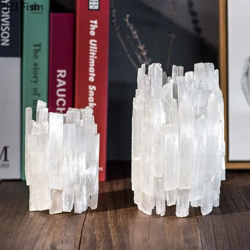 Natural-Ore-Gypsum-Candle-Holders-Desk-Decoration-Minimalism-White ...