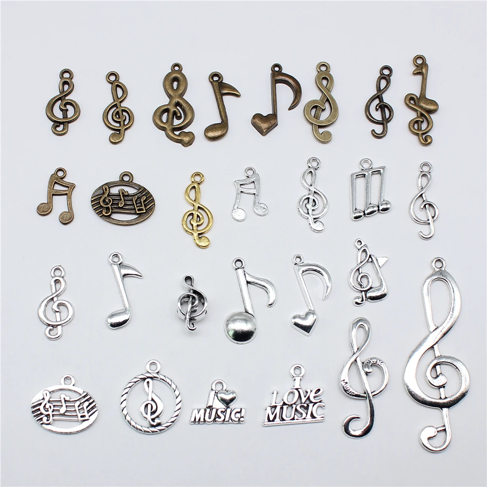 20pcs Music Charms Musical Note Charms For Jewelry Making Antique ...
