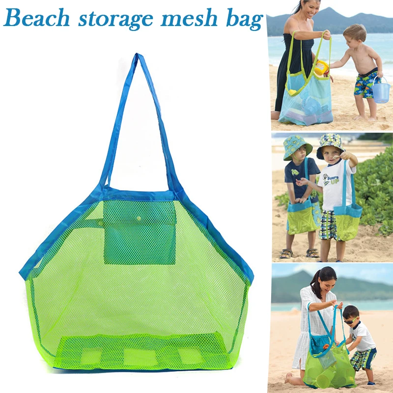 Portable Mesh Beach Bag Foldable Swimming Pouch Children Beach Toy ...