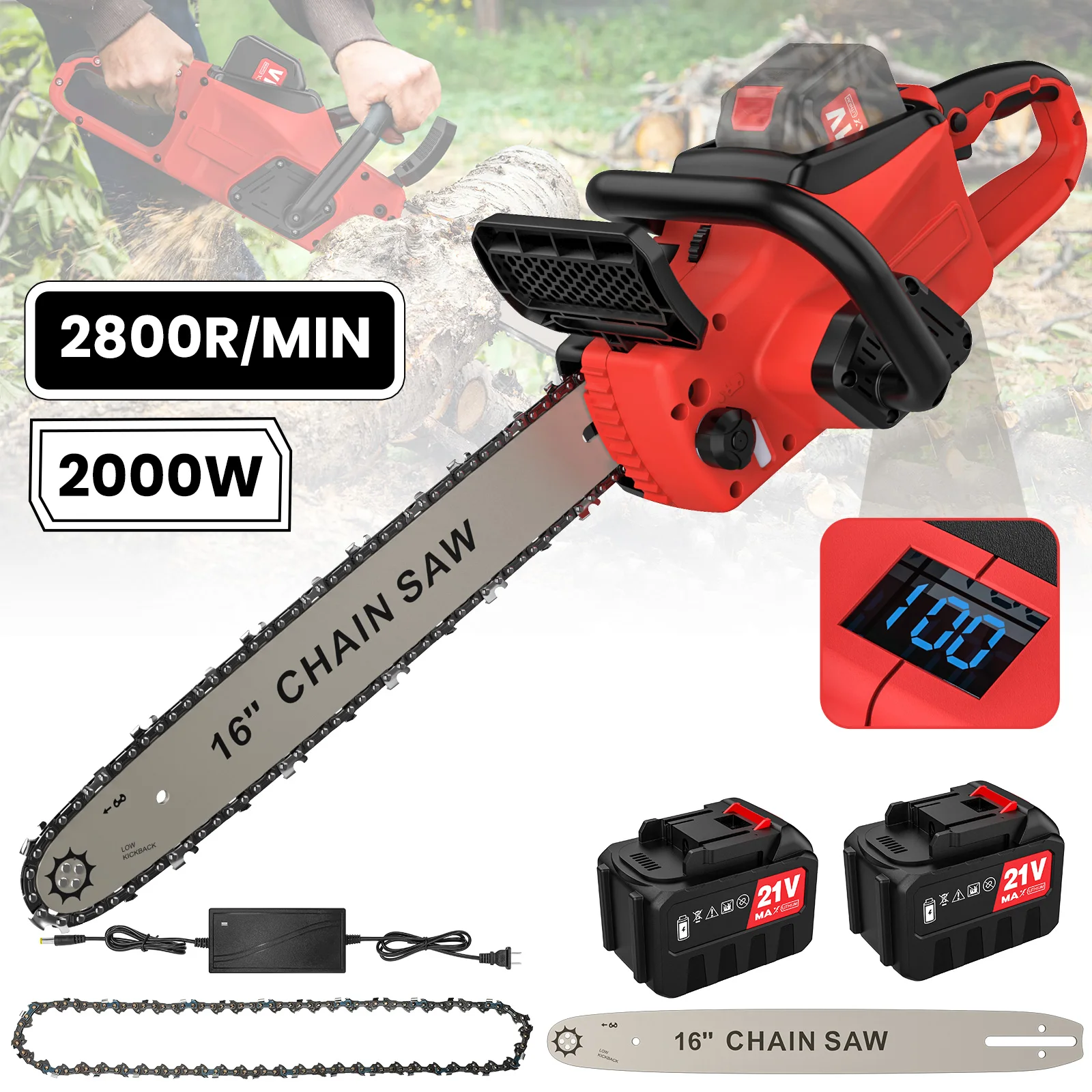 16Inch Brushless Cordless Electric Chainsaw With Automatic Oiler Anti ...