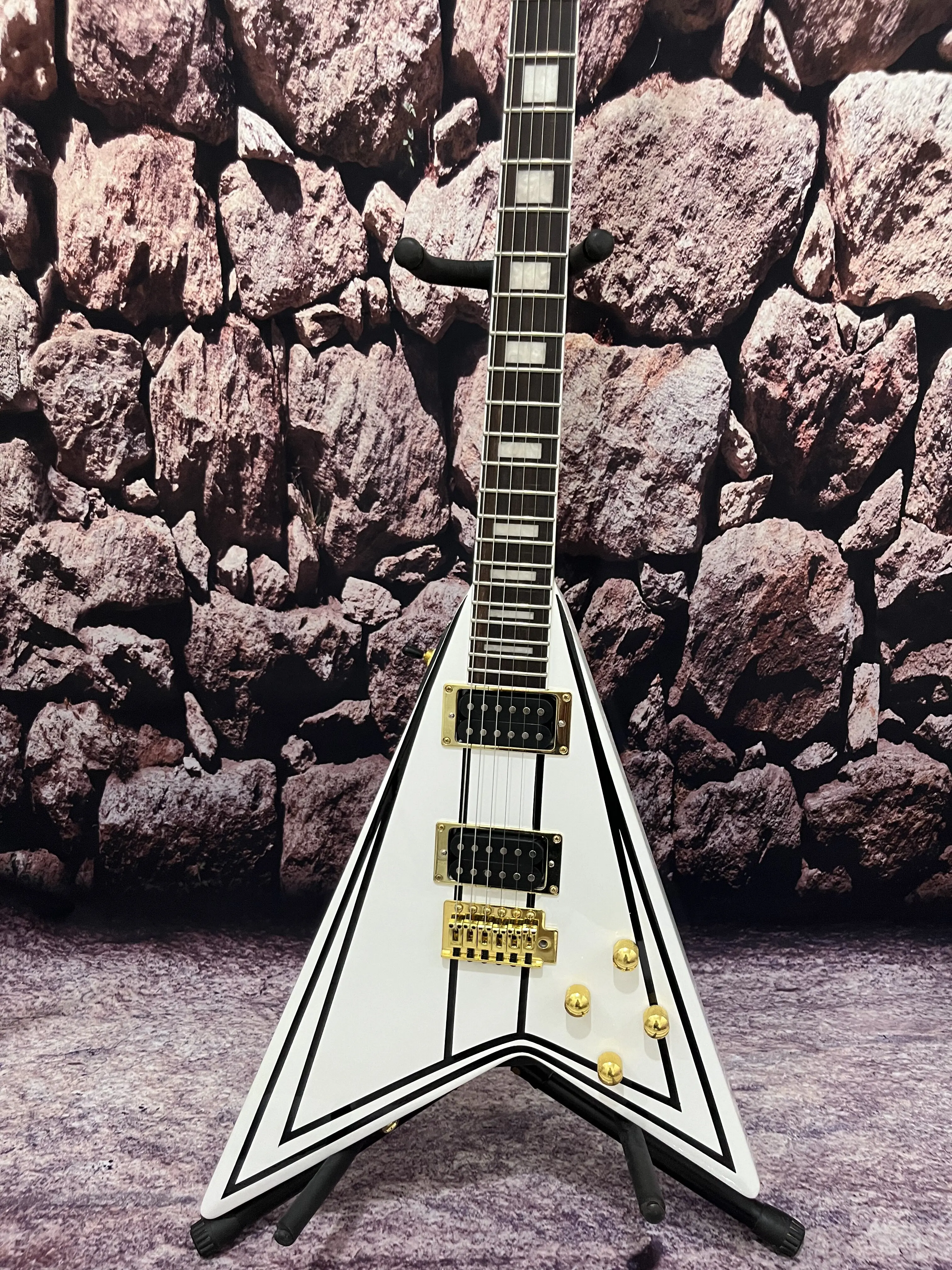 New-Factory-Customization-Electric-Guitar-Randy-Rhoads-V-Flying-White ...