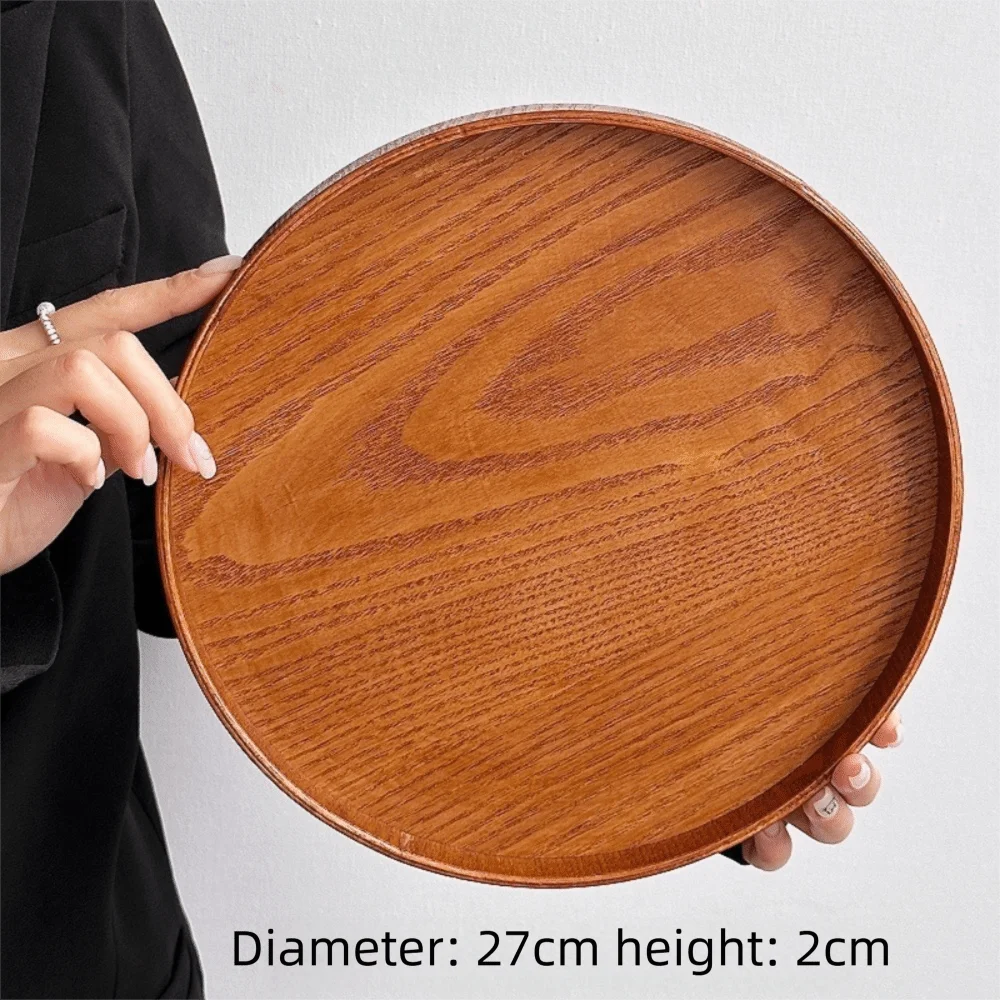 Vintage Round Serving Tray Wooden 21/24/27/30/33cm Decorative Tray Food ...