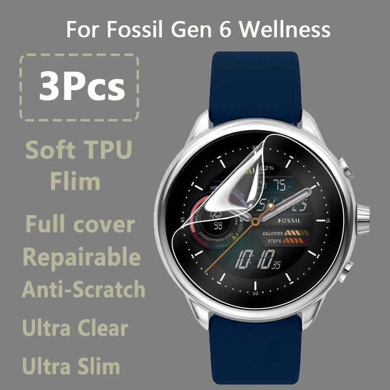 3Pcs-For-Fossil-Gen-6-Wellness-Edition-Hybrid-Ultra-Clear-Soft-Hydrogel ...