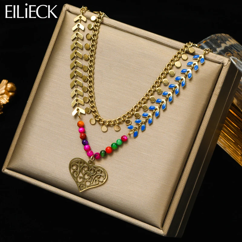 EILIECK-316L-Stainless-Steel-Large-Heart-Pendant-Necklace-For-Women ...