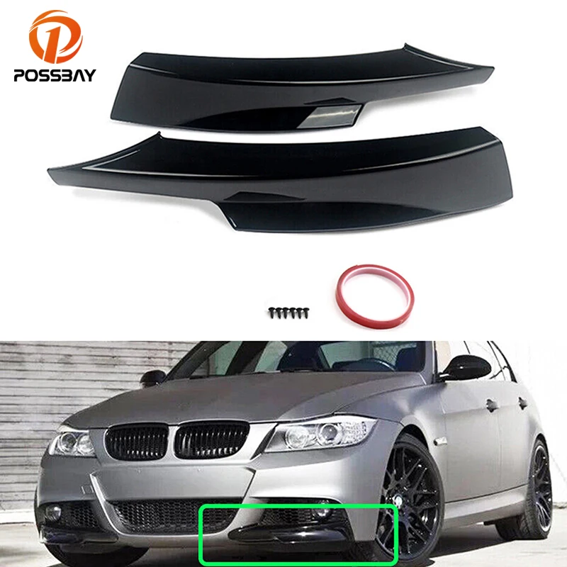 2 Pcs Glossy Black Car Front Bumper Side Splitter Lip Spoiler Exterior ...