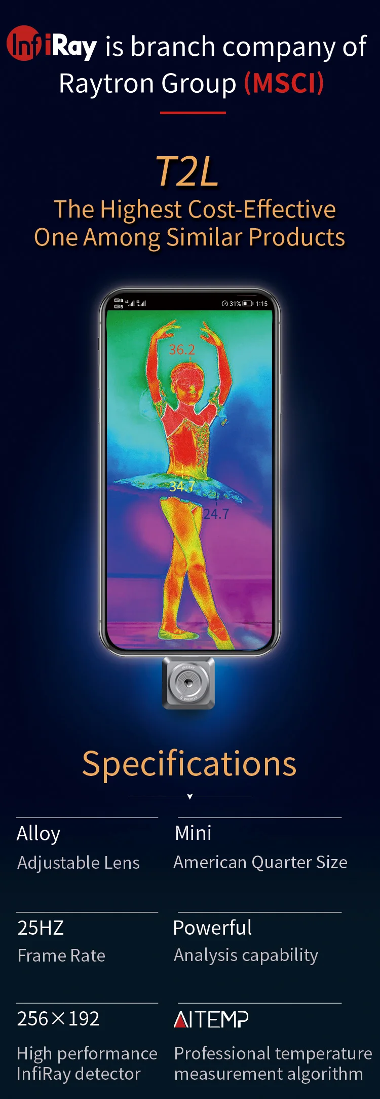 Xinfrared InfiRay Official T2L Thermal Imaging Infrared Camera Smart ...