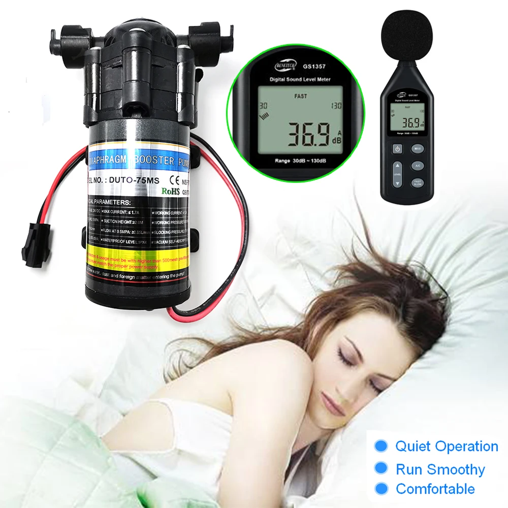 RO Booster Silent Mist Pump 24V DC 70PSI 75GPD Food Grad Pump for ...