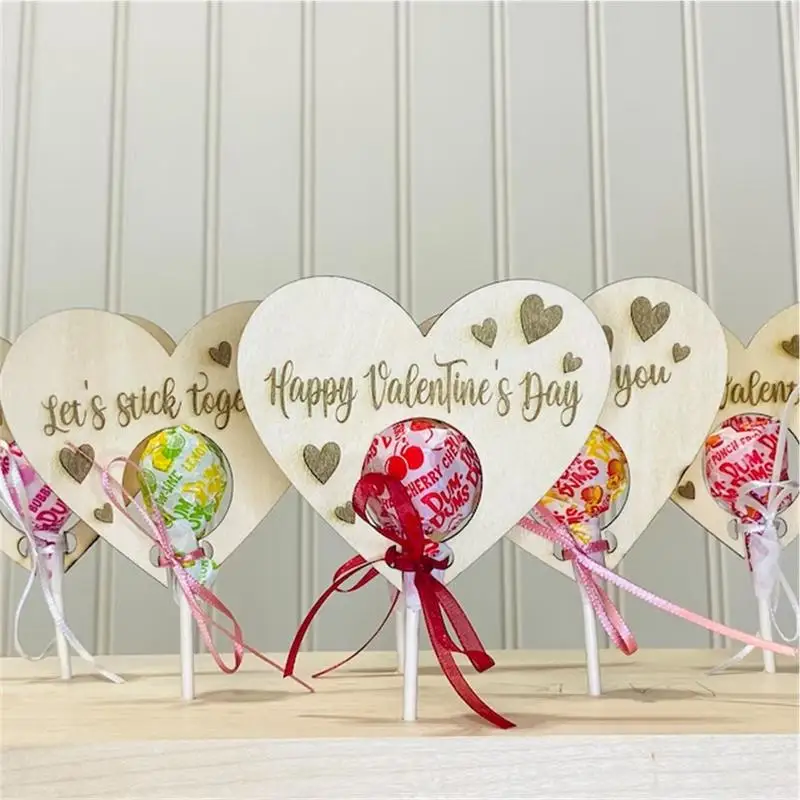 Lollipop Cards 6Pcs Valentine's Day Lollipop Paper Cards Heart-Shaped ...