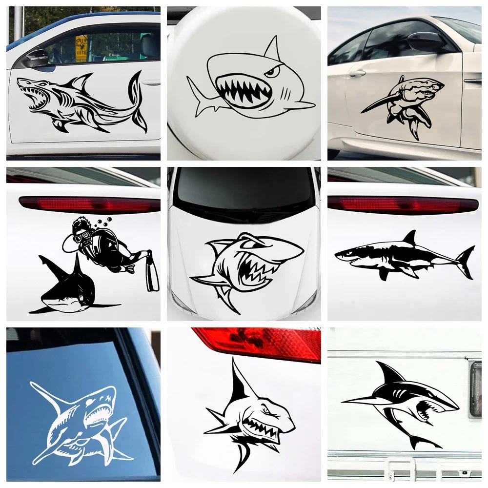 Car Stickers Personality Creative Shark Vinyl Decals Car Motorcycle ...
