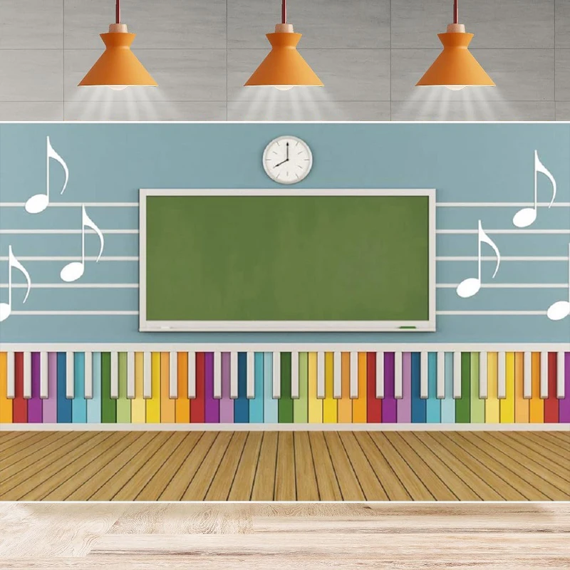 Music Classroom Photography Backdrop Green Blackboard Chalkboard ...