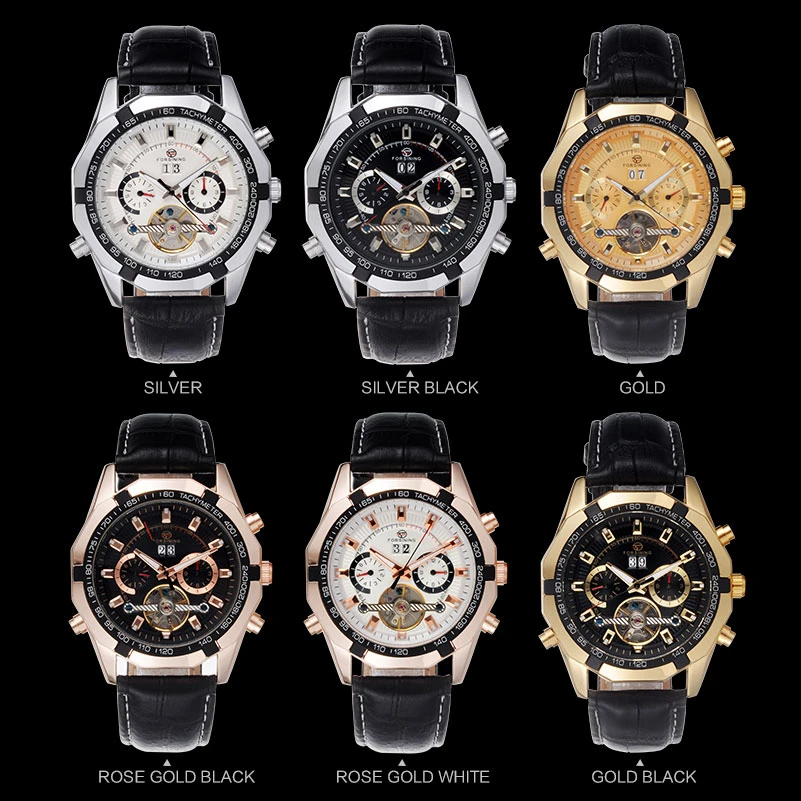 FORSINING Luxury Brand Men Automatic Mechanical Watch Men's Black ...