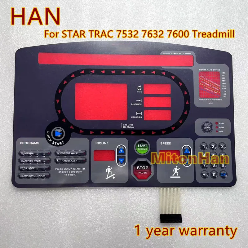 New For STAR TRAC 7532 7632 7600 Treadmill Membrane Keyboard Button ...