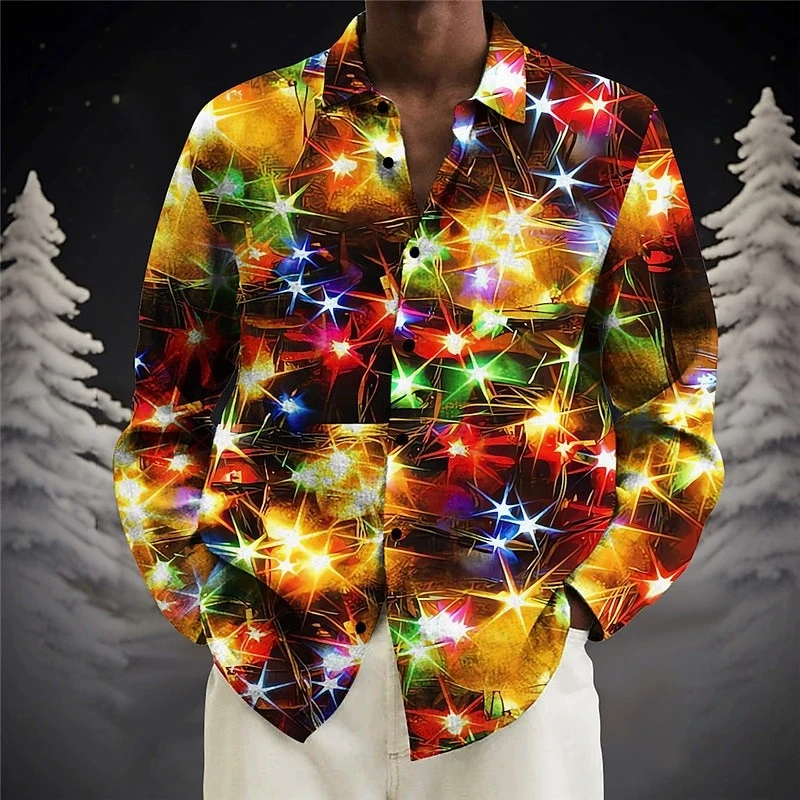 Color Flashing Lights Shirt Men's Clothing 3D Print Colorful Graphic ...