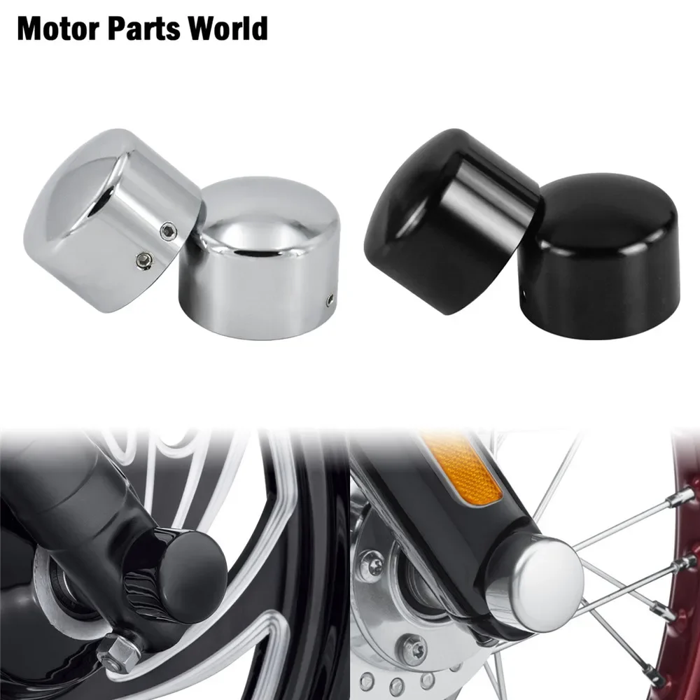 2pcs-Motorcycle-Front-Axle-Nut-Cover-Cap-Bolt-Black-Chrome-For-Harley ...