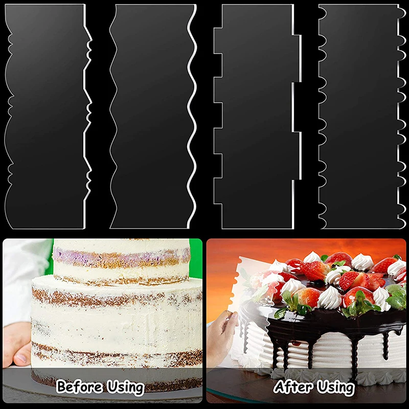 Cake-Scraper-Tool-For-Decoratin-Acrylic-Scraper-Icing-Smoother-Double ...