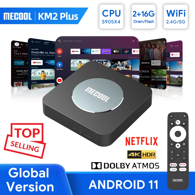 MECOOL Android TV Box KM2 Plus 4K Amlogic S905X4 2G DDR4 Ethernet WiFi ...