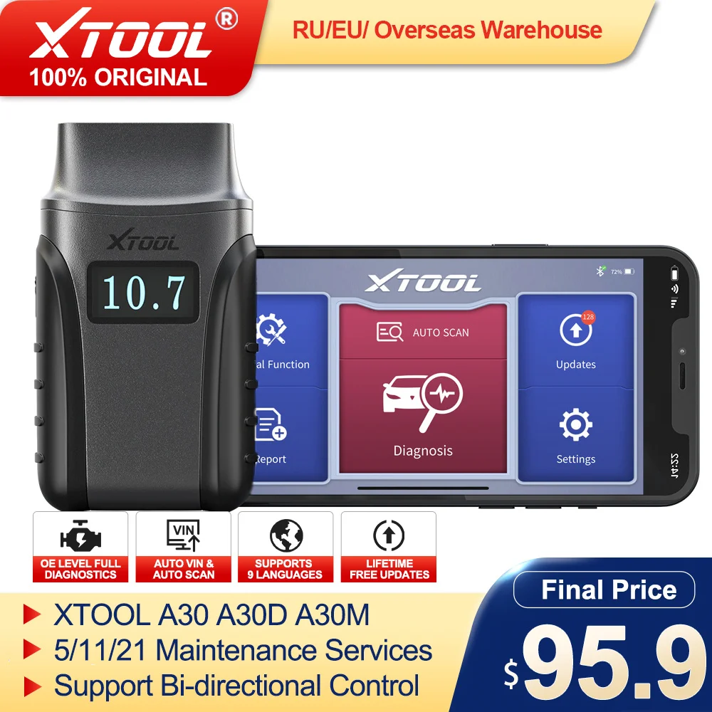 XTOOL Anyscan A30M OBD2 Diagnostic Tools For Android/IOS, 44% OFF