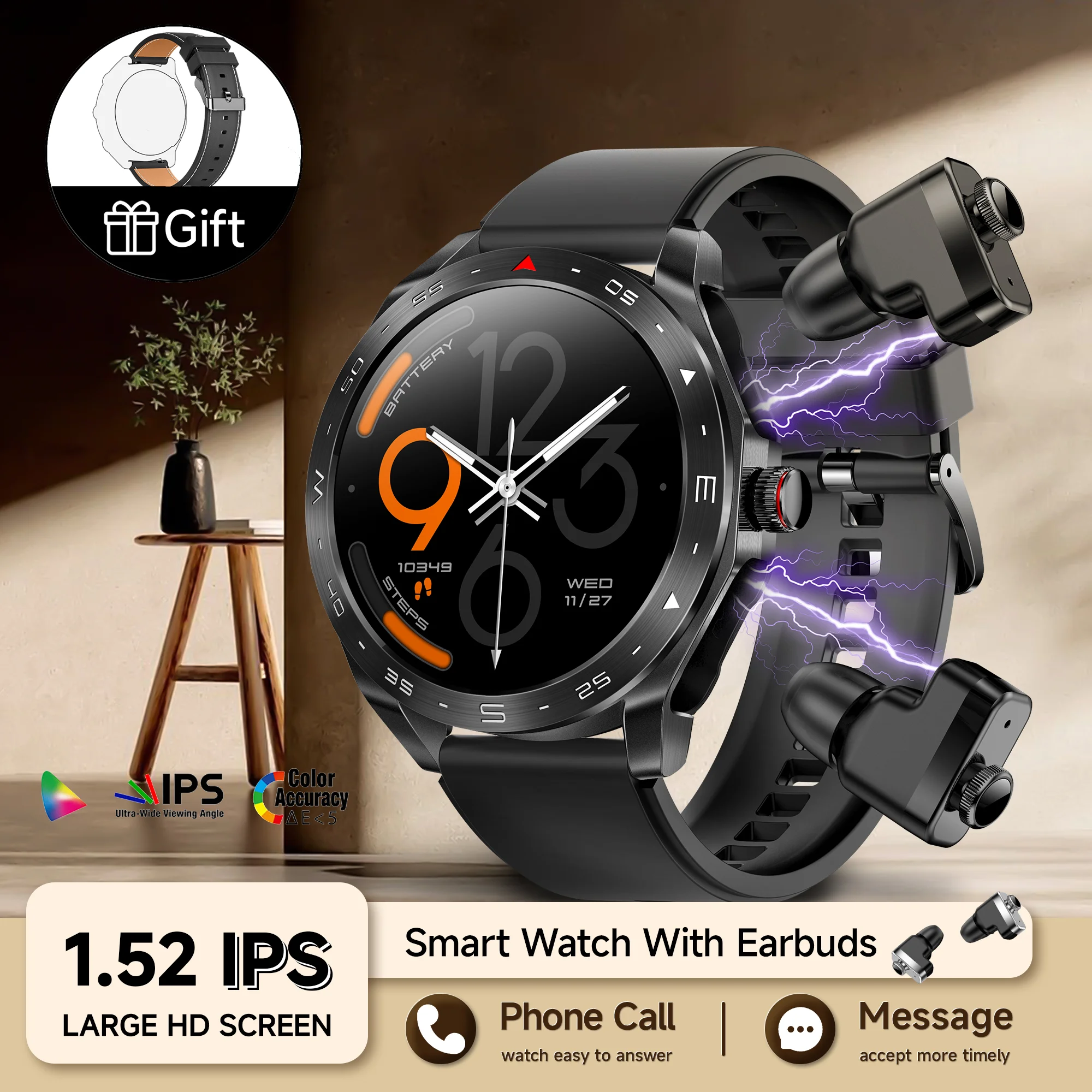 2024-New-1-52-Inch-Smart-Watch-with-TWS-Earbuds-AMOLED-IP68-Waterproof ...