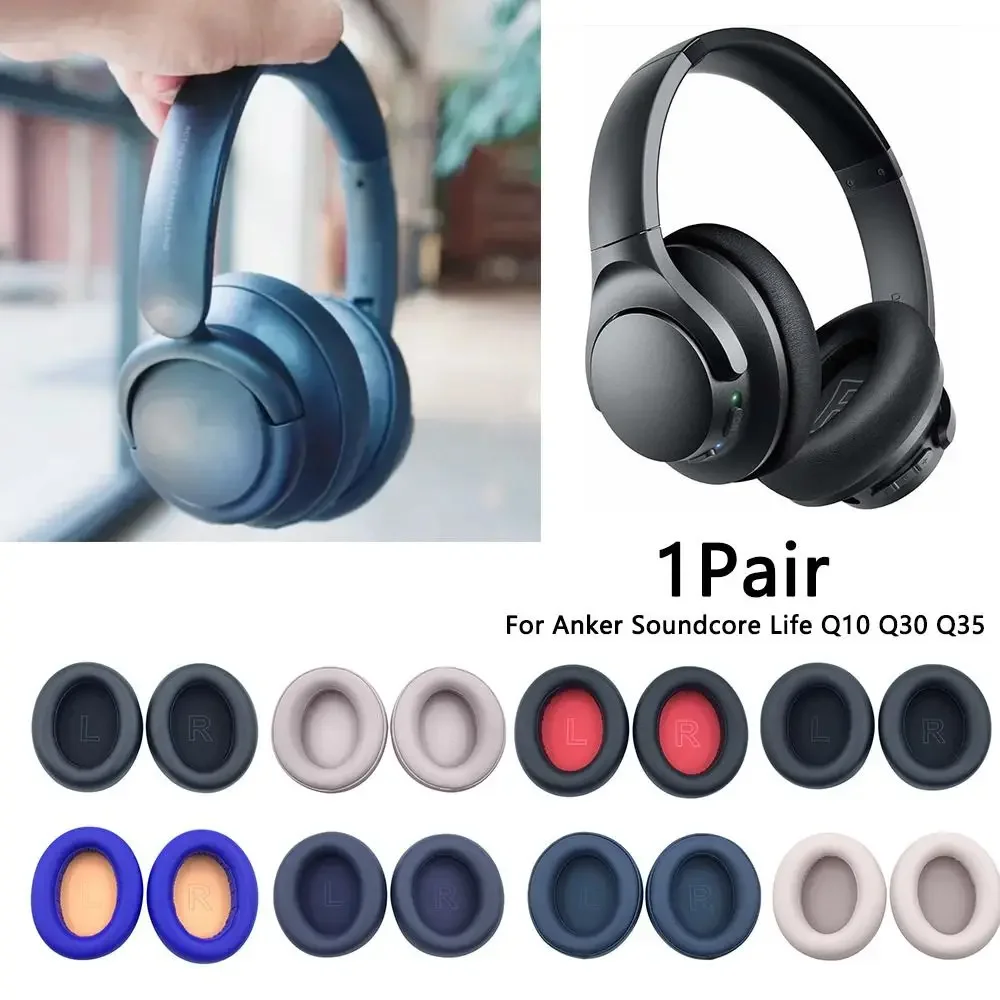 1Pair Protein Leather Foam Ear Pad for Anker Soundcore Life Q10 Q30 Q35 ...