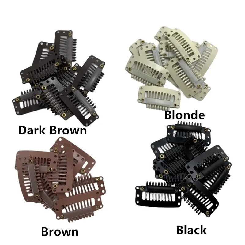 24-Pcs-9-teeth-Beige-Brown-Black-Hair-Extension-Clips-Hair-Extension ...