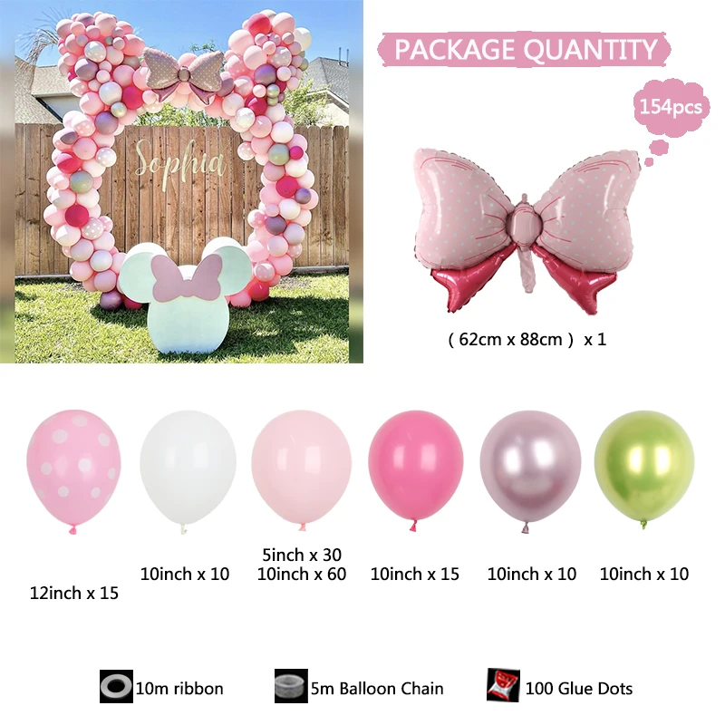 Minnie Mouse Balloon Arch Mini Mouse Balloon Garland Arch Kit Light