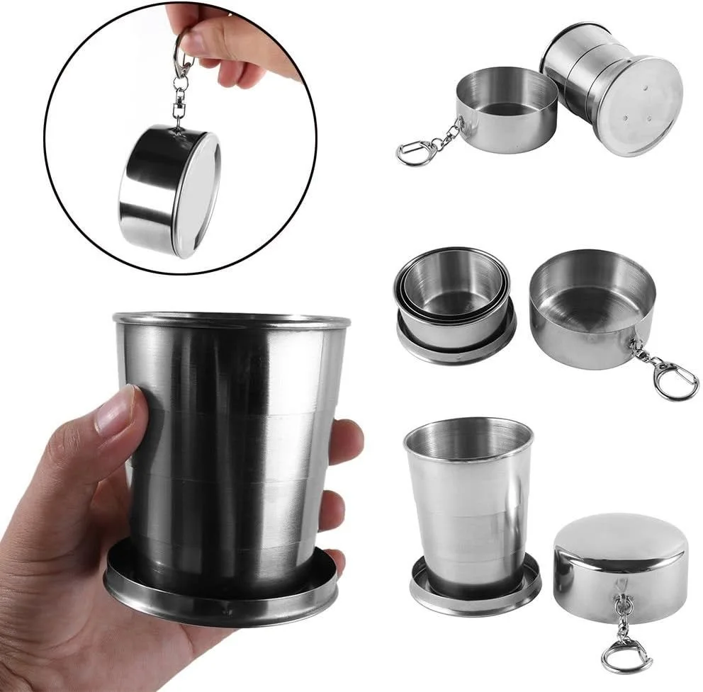 75-150-250-450ML-Stainless-Steel-Collapsible-Cup-Camping-Cookware ...