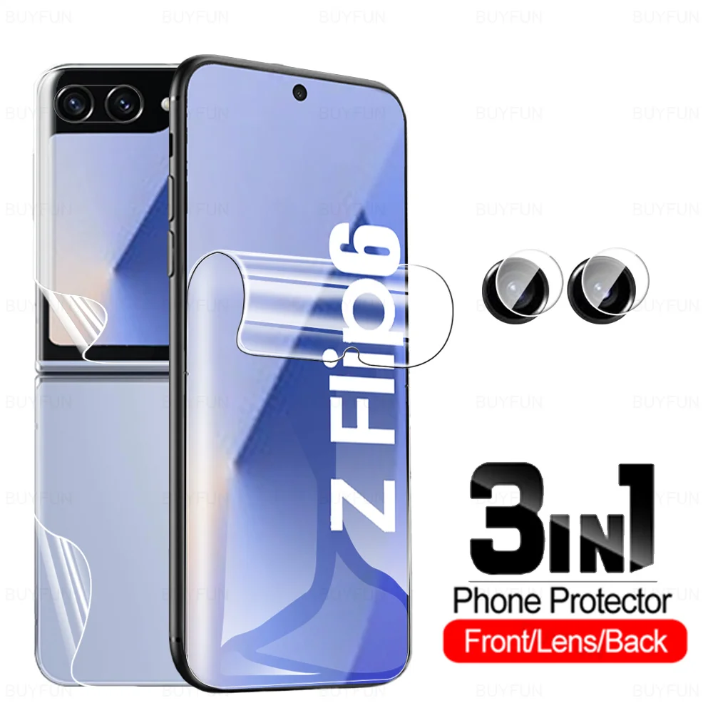 3in1-For-Samsung-Galaxy-Z-Flip6-Flip-6-5G-Front-Back-Hydrogel-Film-HD ...