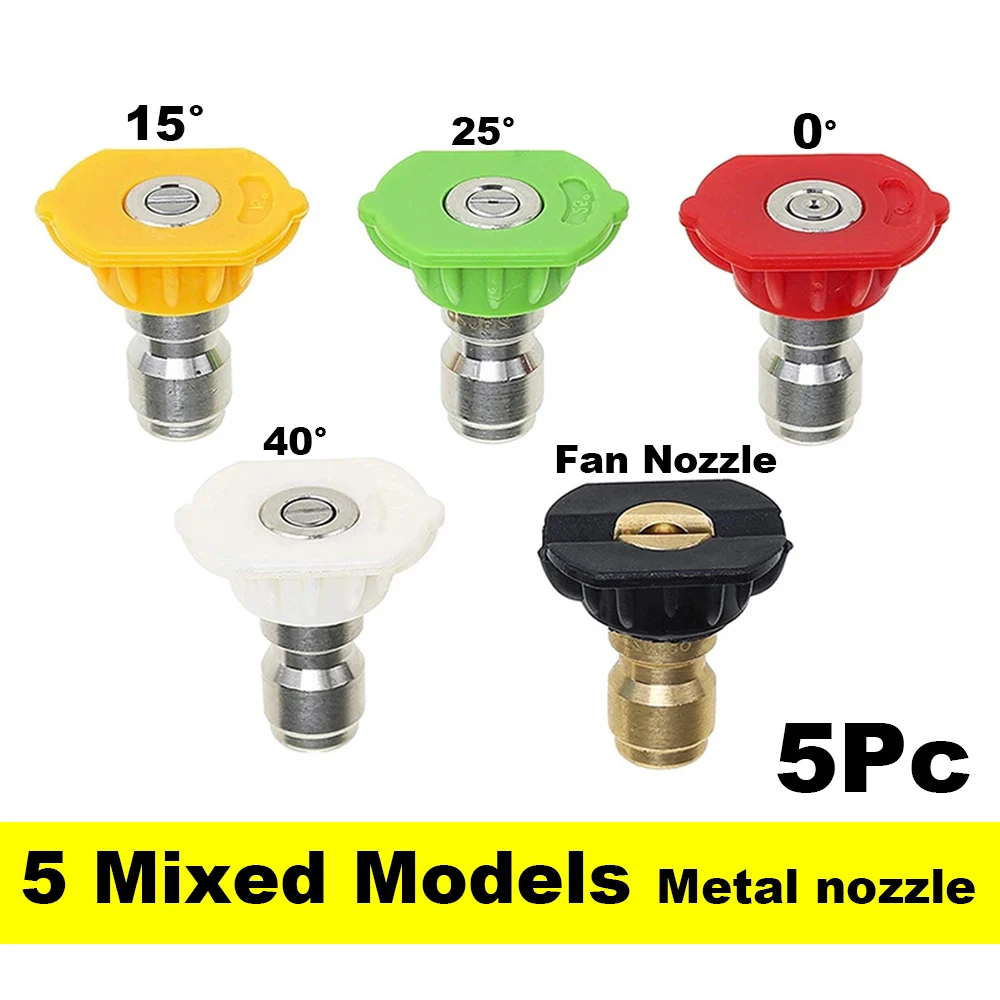 5-Pcs-High-Pressure-Washer-Sprayer-Nozzle-Metal-Tip-With-1-4-Quick ...
