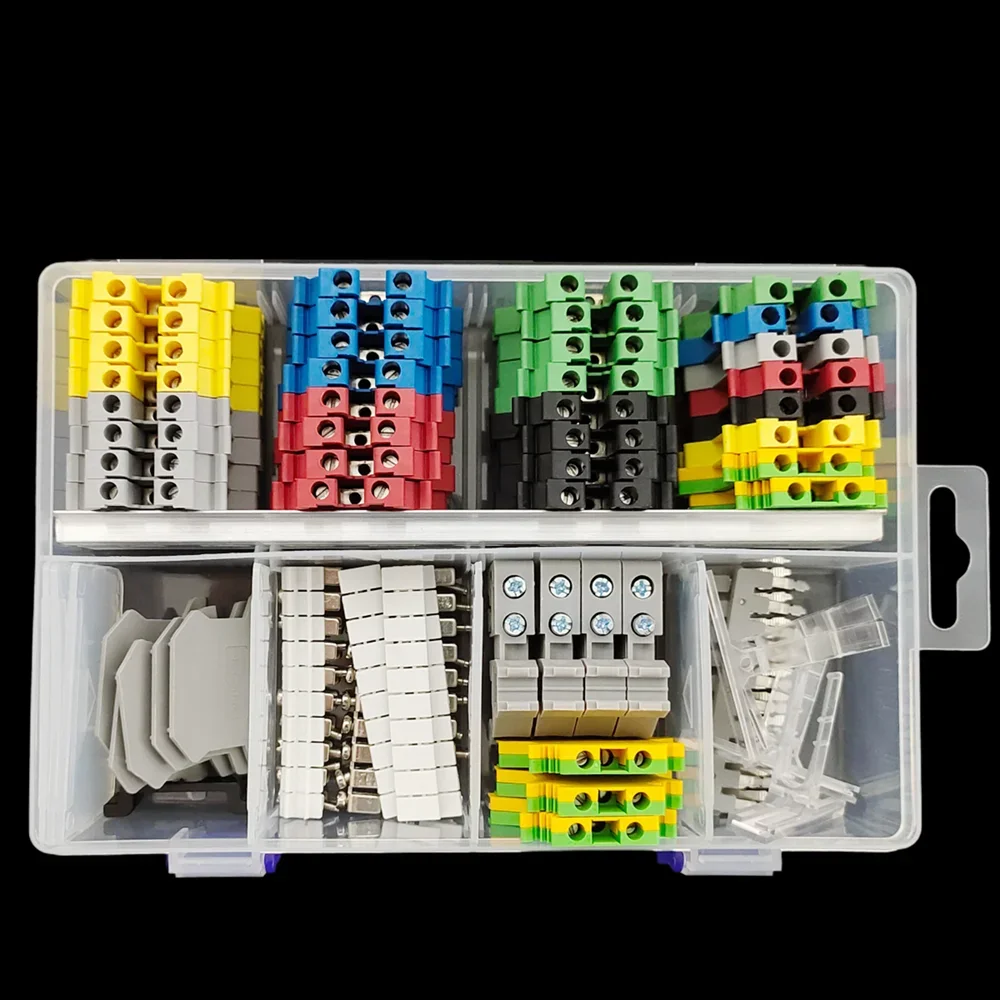 UK2.5B DIN Rail Terminal Blocks Jumpers End Covers Fixed Bridge Marker ...