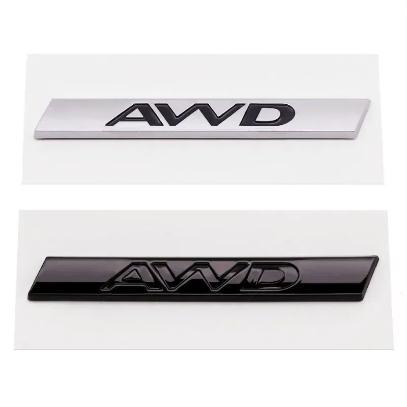3D ABS Silver Black AWD Logo Emblem Car Rear Trunk Badge Decal For AWD ...