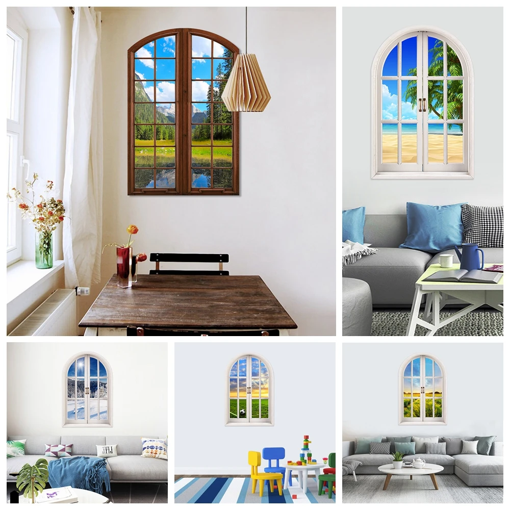 3D-Fake-Window-Wall-Sticker-Wallpaper-Peel-and-Stick-Removable-Vinyl ...
