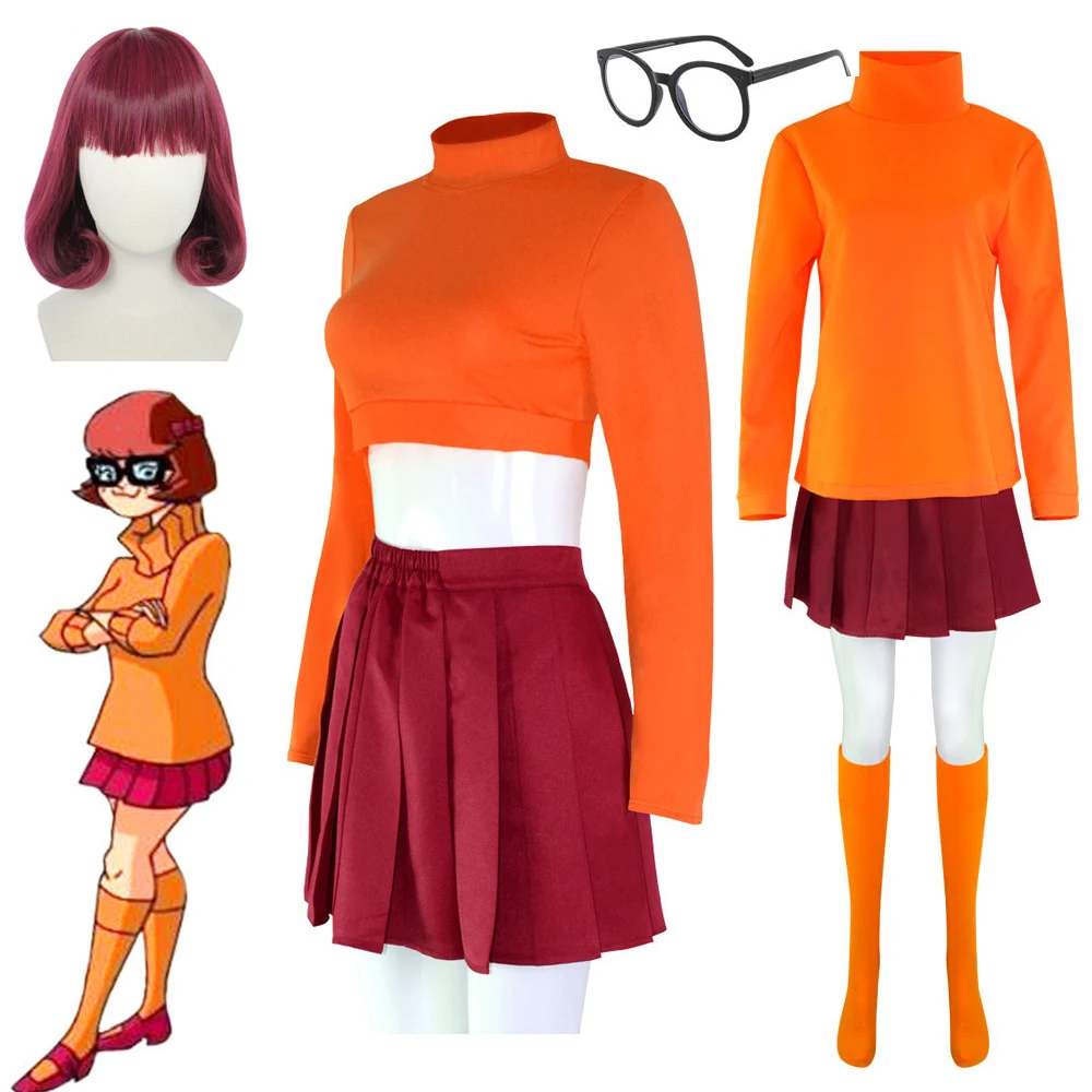 Disfraz-de-Velma-de-Anime-para-mujer-y-ni-a-uniforme-naranja-de ...