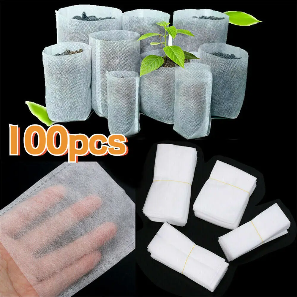 100pcs-Non-woven-Fabric-Seeding-Bags-Biodegradable-Nursery-Bag-Garden ...