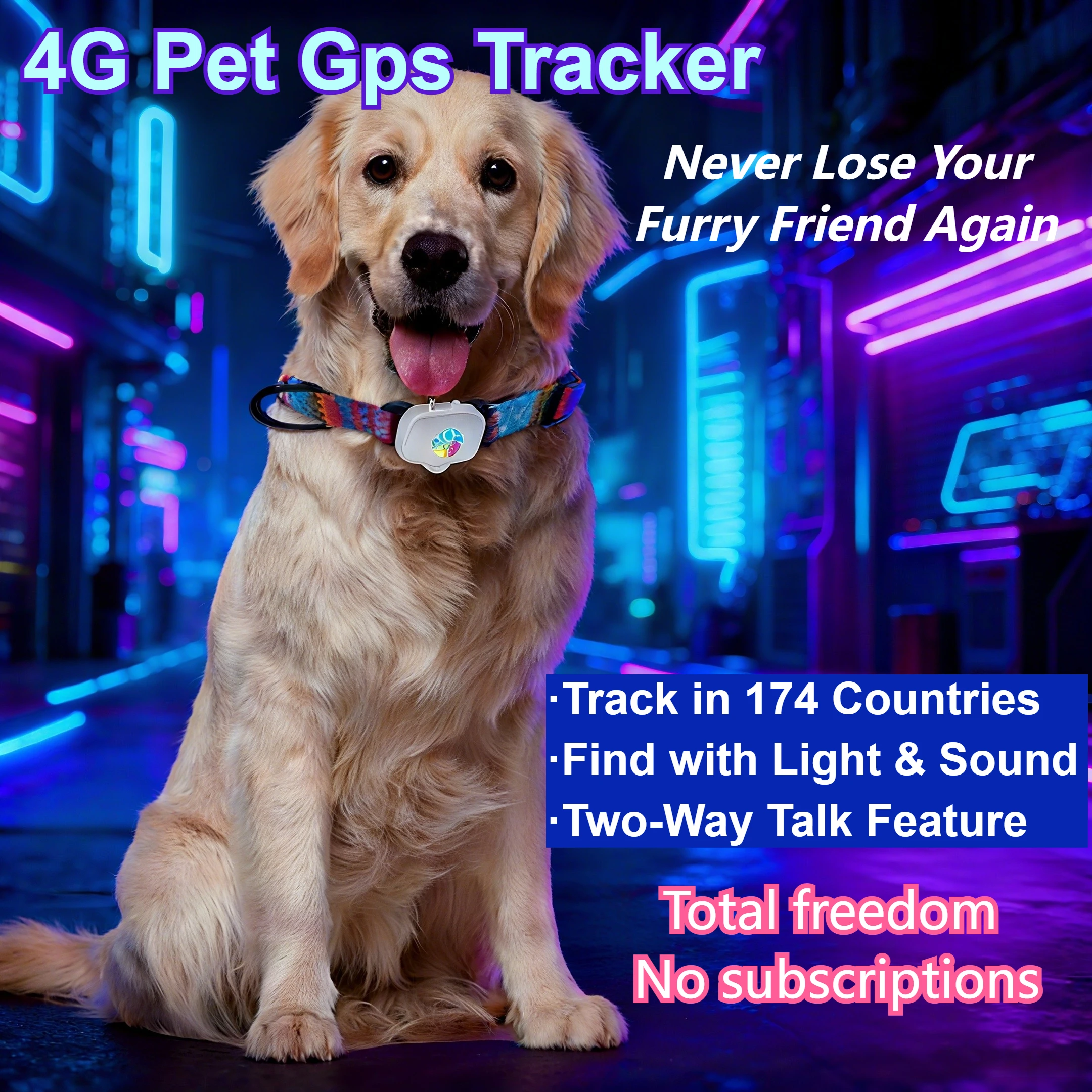 4G Dog GPS Tracker Smart Collar for Pets Dogs Cats No monthly fee No ...