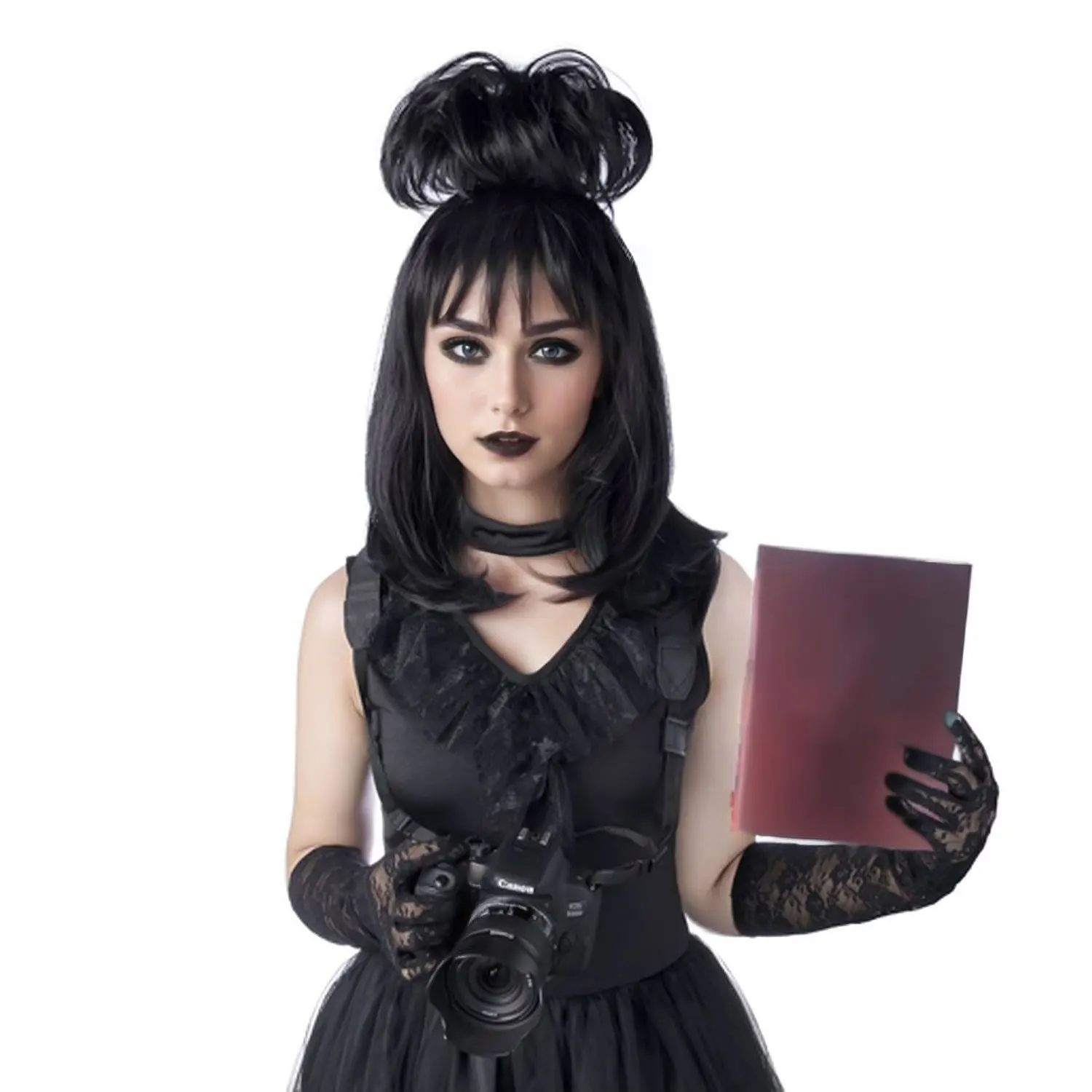 Black-Cosplay-Wig-With-Bun-Synthetic-Bride-Wigs-For-Costumes-Halloween ...