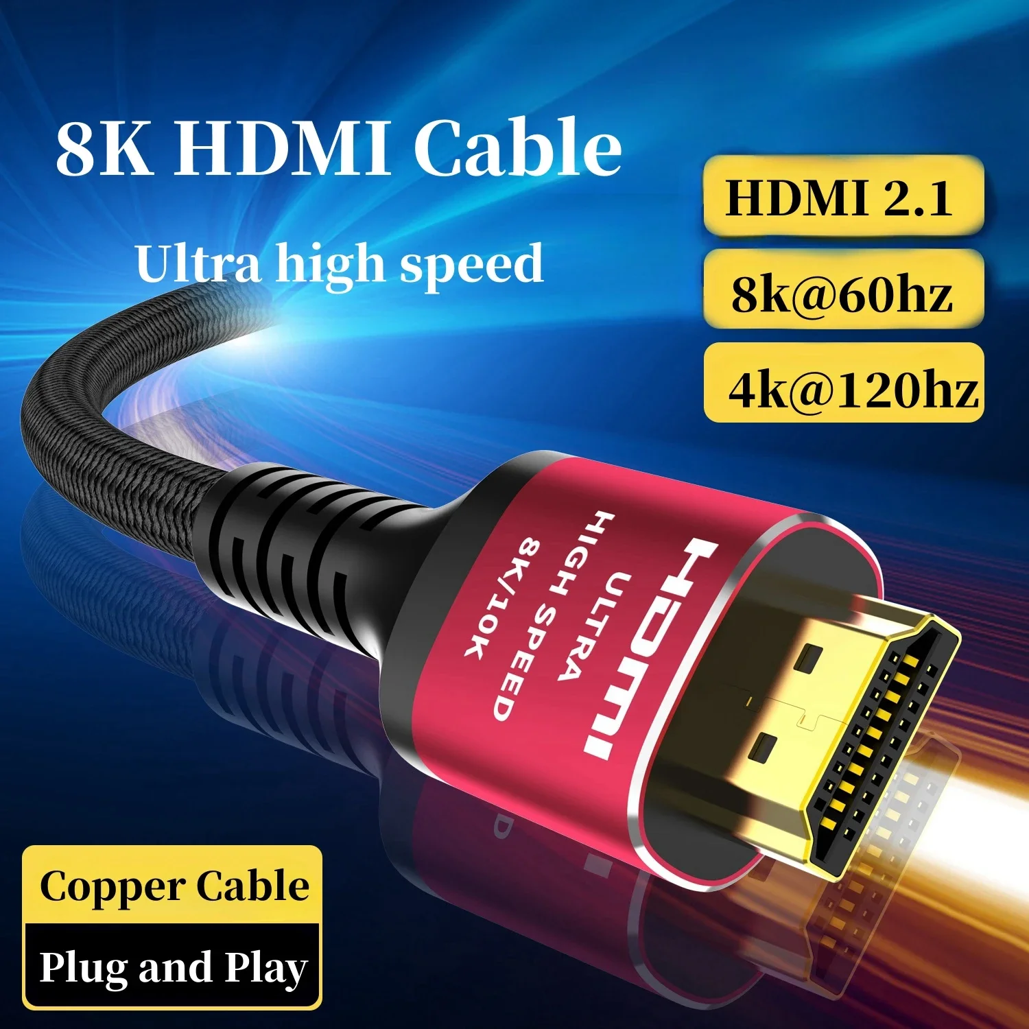 Cables-HDMI-2-1-de-8K-Cord-4K-trenzada-de-alta-velocidad-48Gbps-120Hz ...