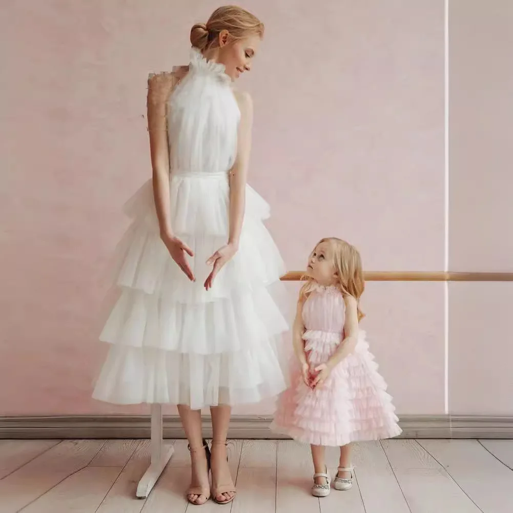 Elegant High Neck Mother Daughter Dresses for Party or Photoshoot Mommy ...