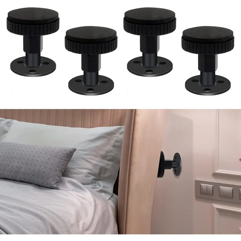 4PCS Headboard Stoppers Black Adjustable Bed Frame Anti-Shake for Wall ...