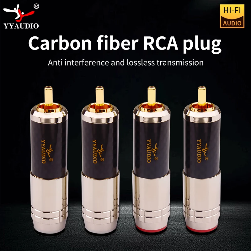 4PCS HiFi Carbon Fiber RCA Connectors Gold Plated Plug RCA Plug ...