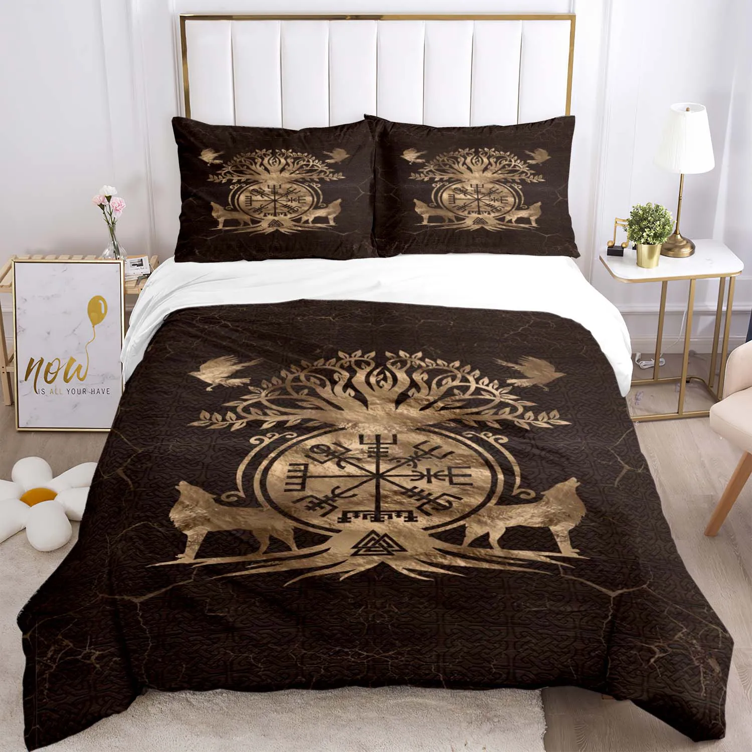 Viking-Duvet-Cover-Scandinavian-Folklore-Motifs-Bedding-Set-Microfiber ...
