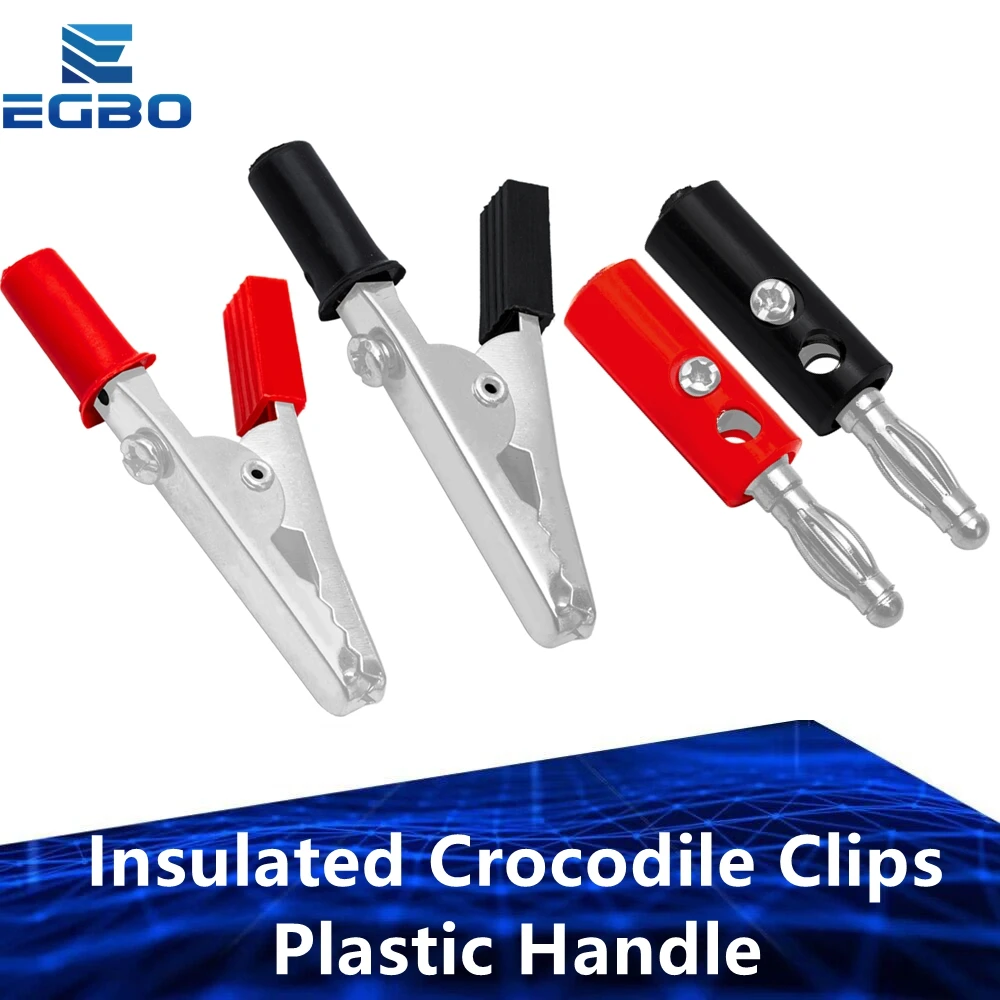 1set-Insulated-Crocodile-Clips-Plastic-Handle-Cable-Lead-Testing-Metal ...