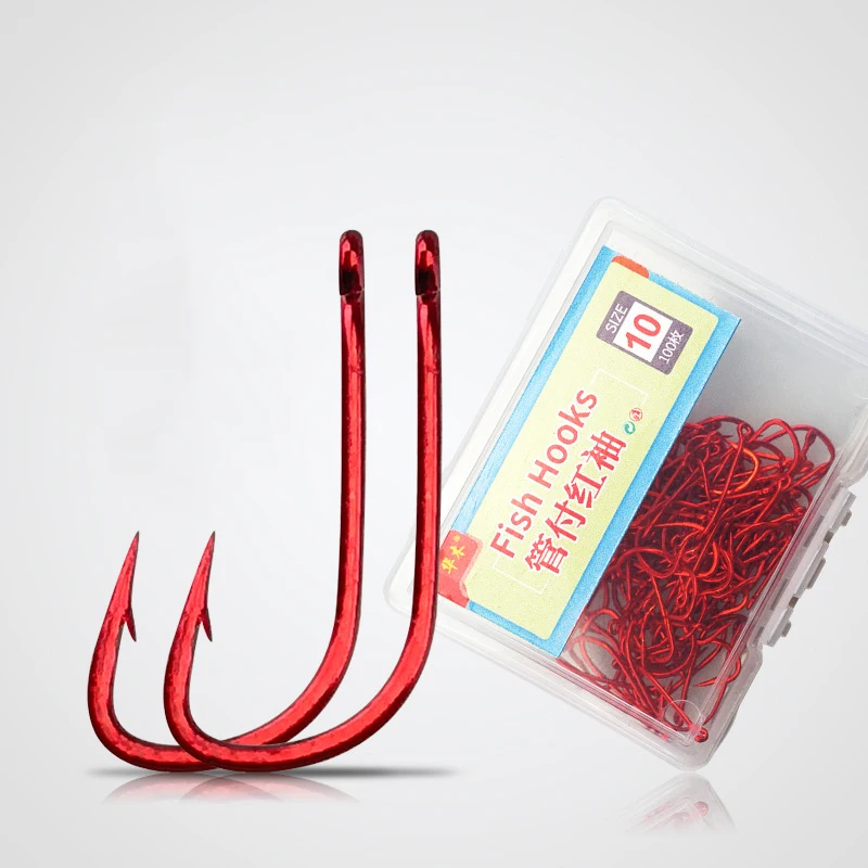 10-Boxes-Barbed-Eyes-Fish-Hook-Set-of-High-Carbon-Steel-Red-Cuff-Hook ...