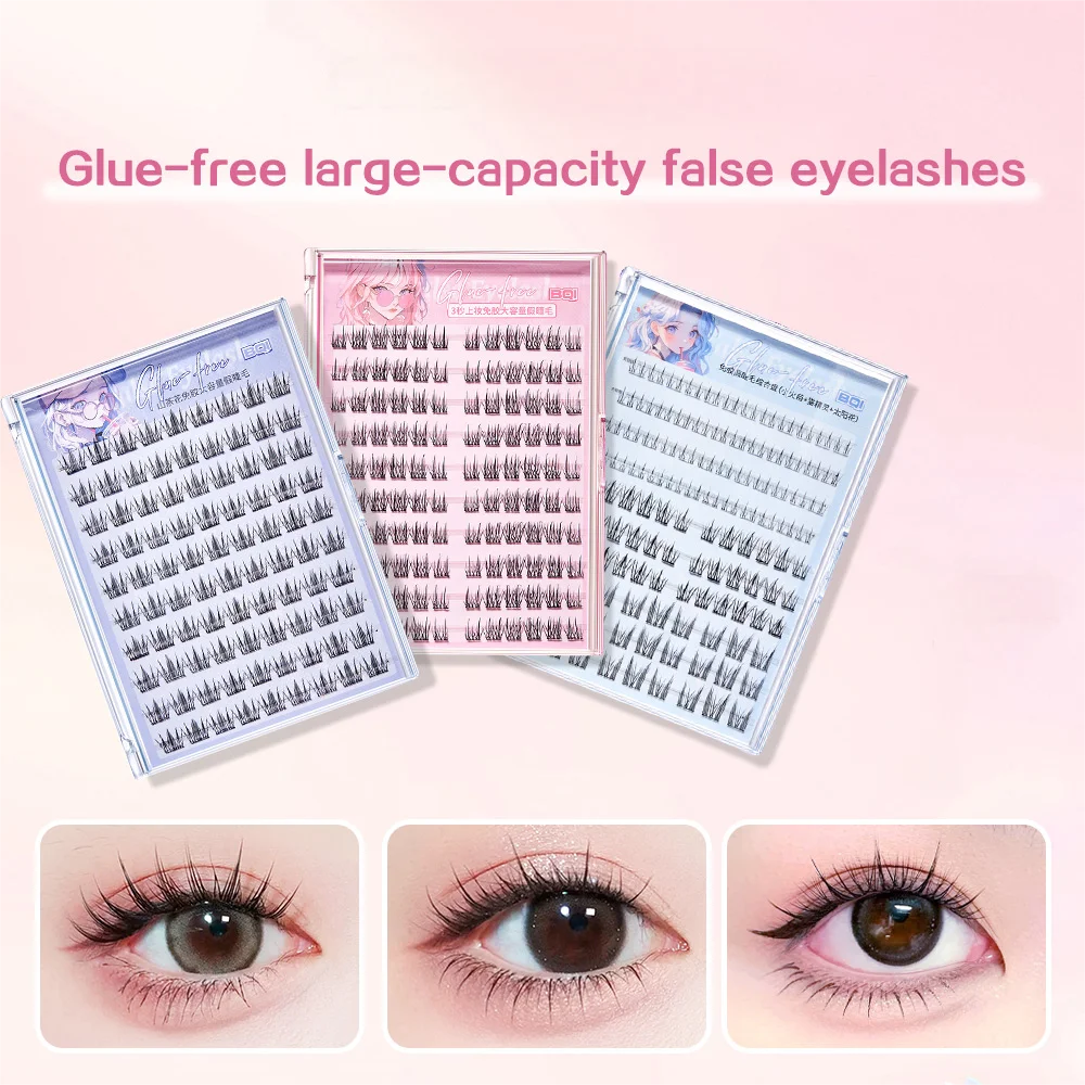 BQI 10 Rows Camellia Glue-free Large-capacity False Eyelashes, Natural ...