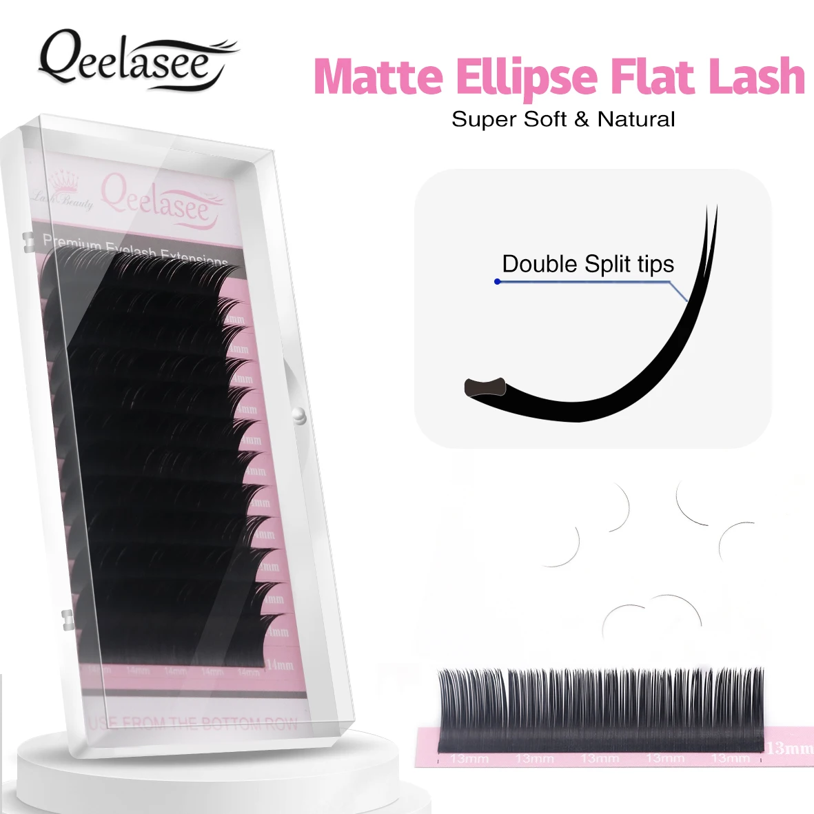 Qeelasee New Matte Flat Eyelash Extensions Individual Mink 0.15 0.20 ...