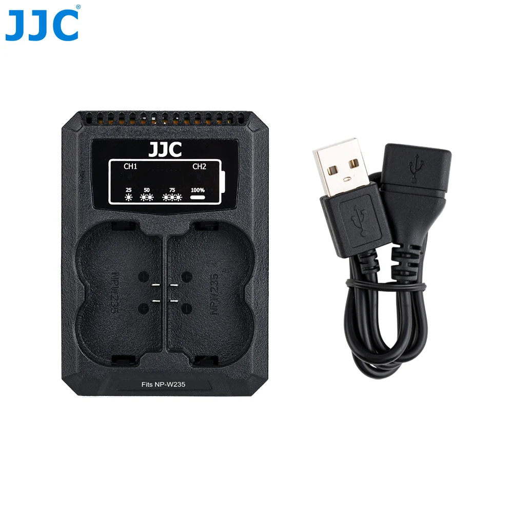 JJC Dual Battery Charger for Fujifilm NP-W235 Battery USB Battery ...